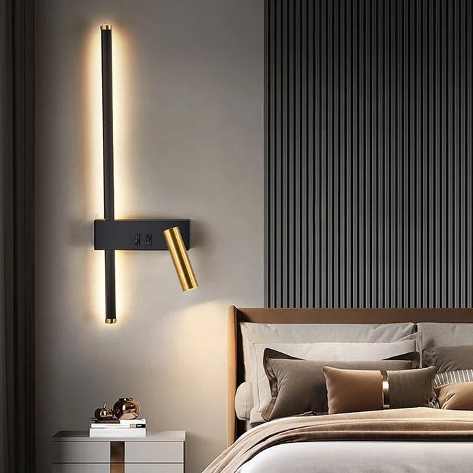 Modern long wall light with rotate able spotlight – Alostoura Lighting